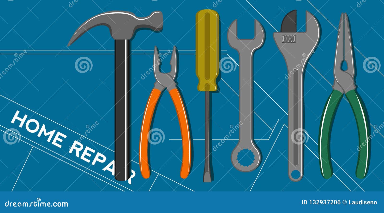 Home Repair Background with Tools Set and Text Stock Vector ...