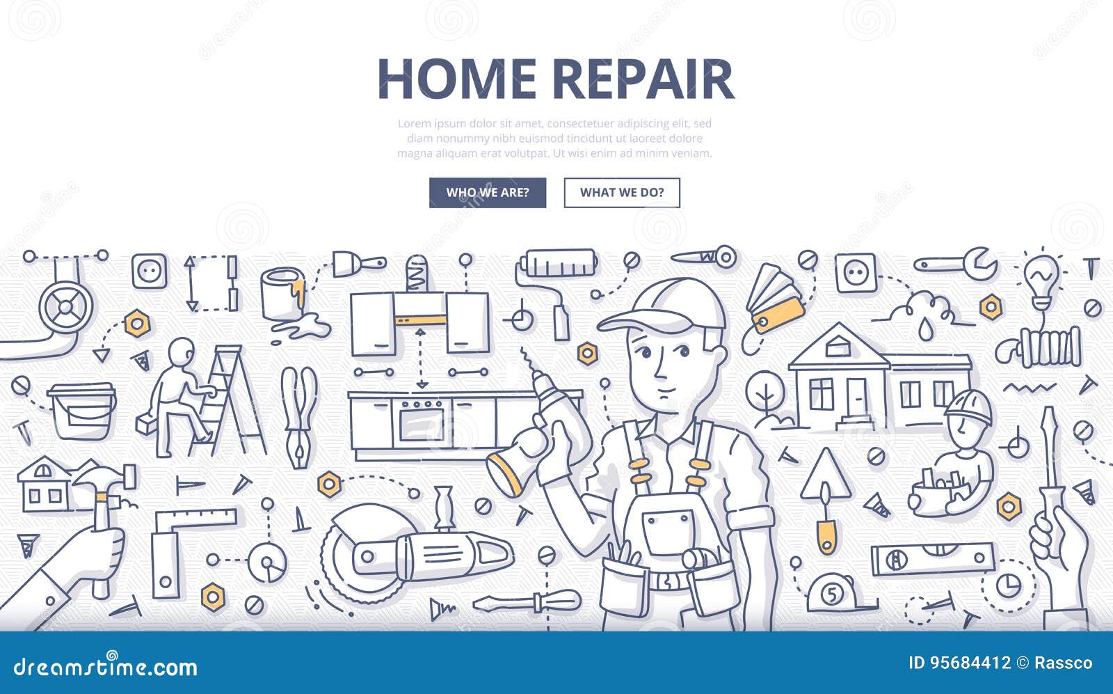 Home Repair Doodle Concept stock vector. Illustration of service - 95684412