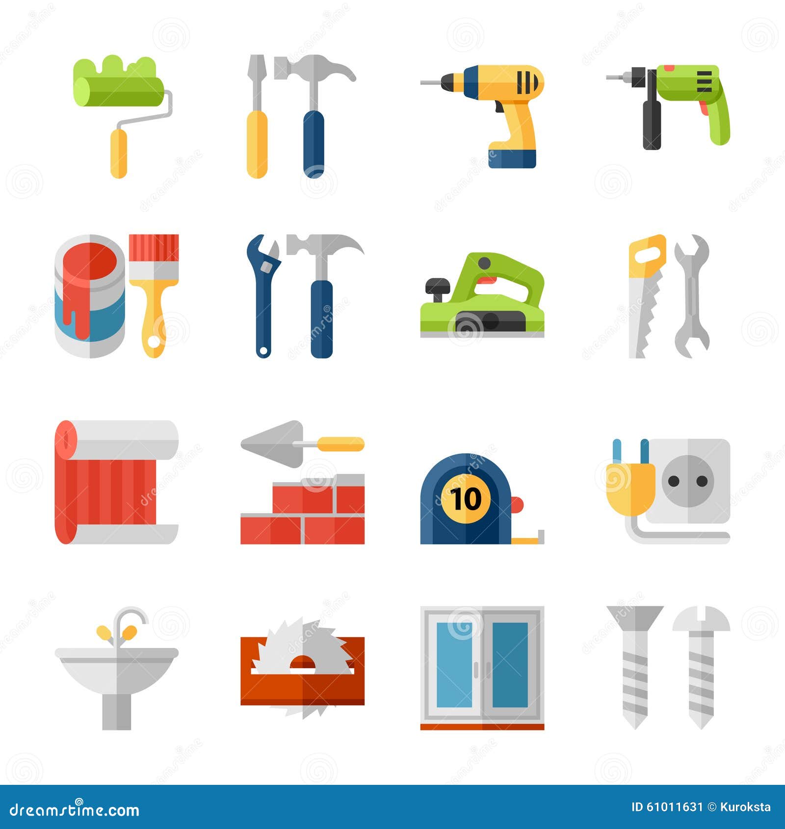 Home repair flat icons set stock illustration. Illustration of concept ...