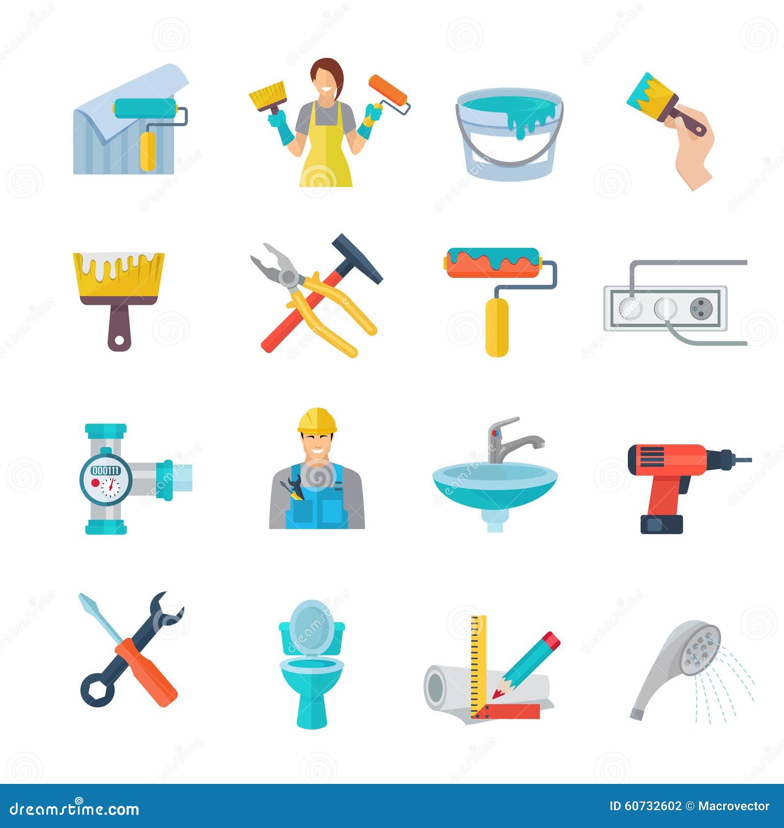 Repair Icons Set. Vector Symbols Repair. Construction Tools Silhouettes ...