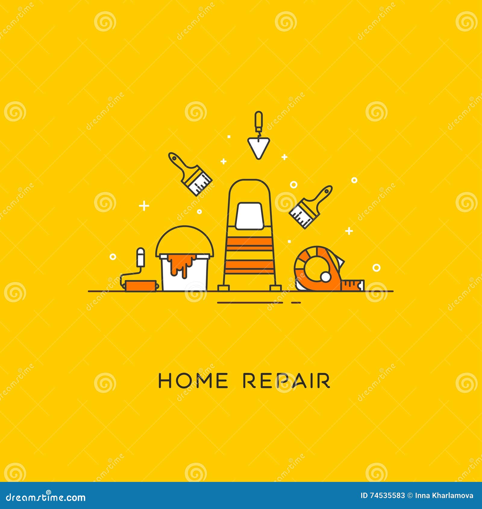 Home repair line art. stock vector. Illustration of apartment - 74535583