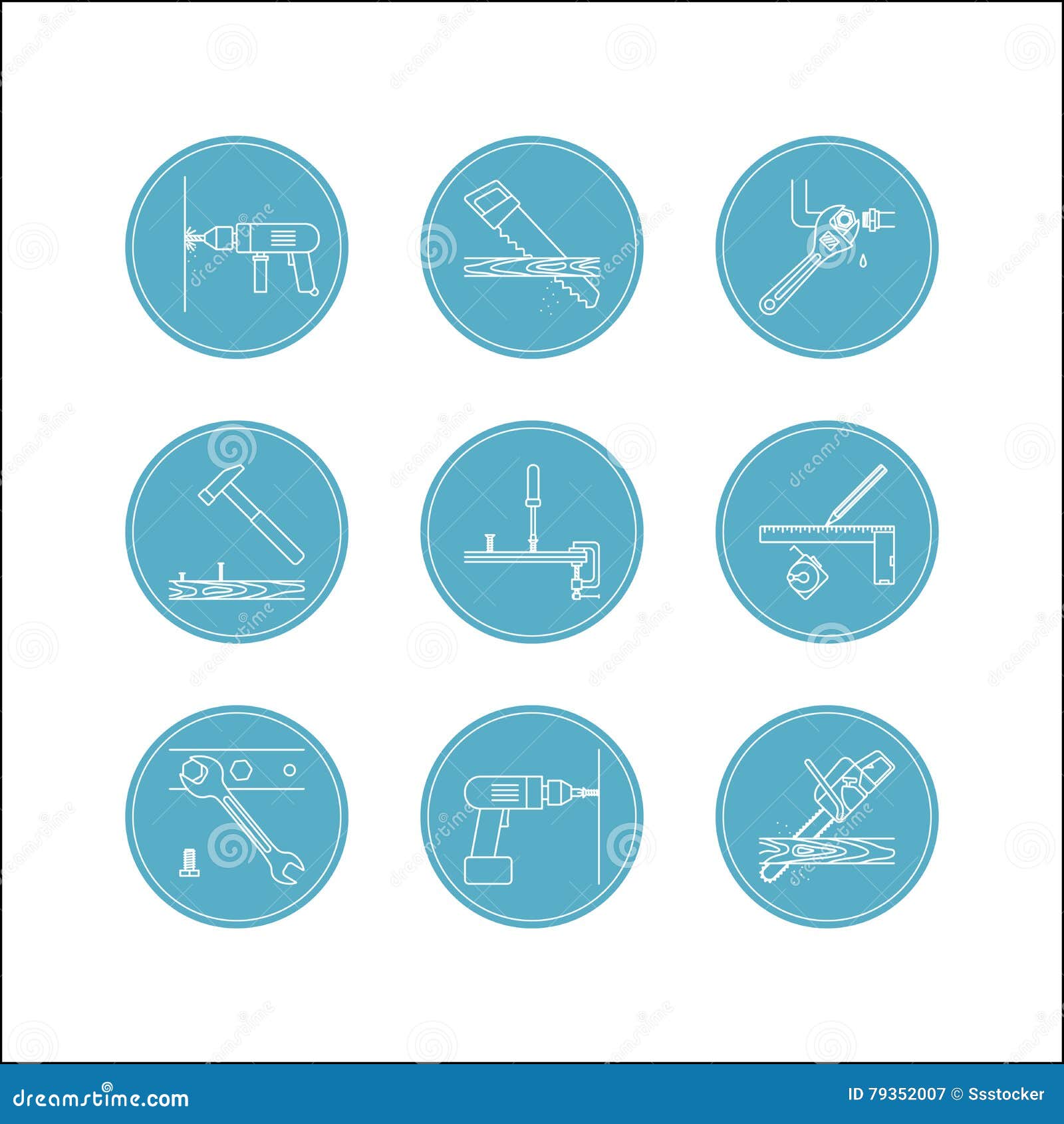 Repair Line Icons Collection. Restoration, Refurbishment ...