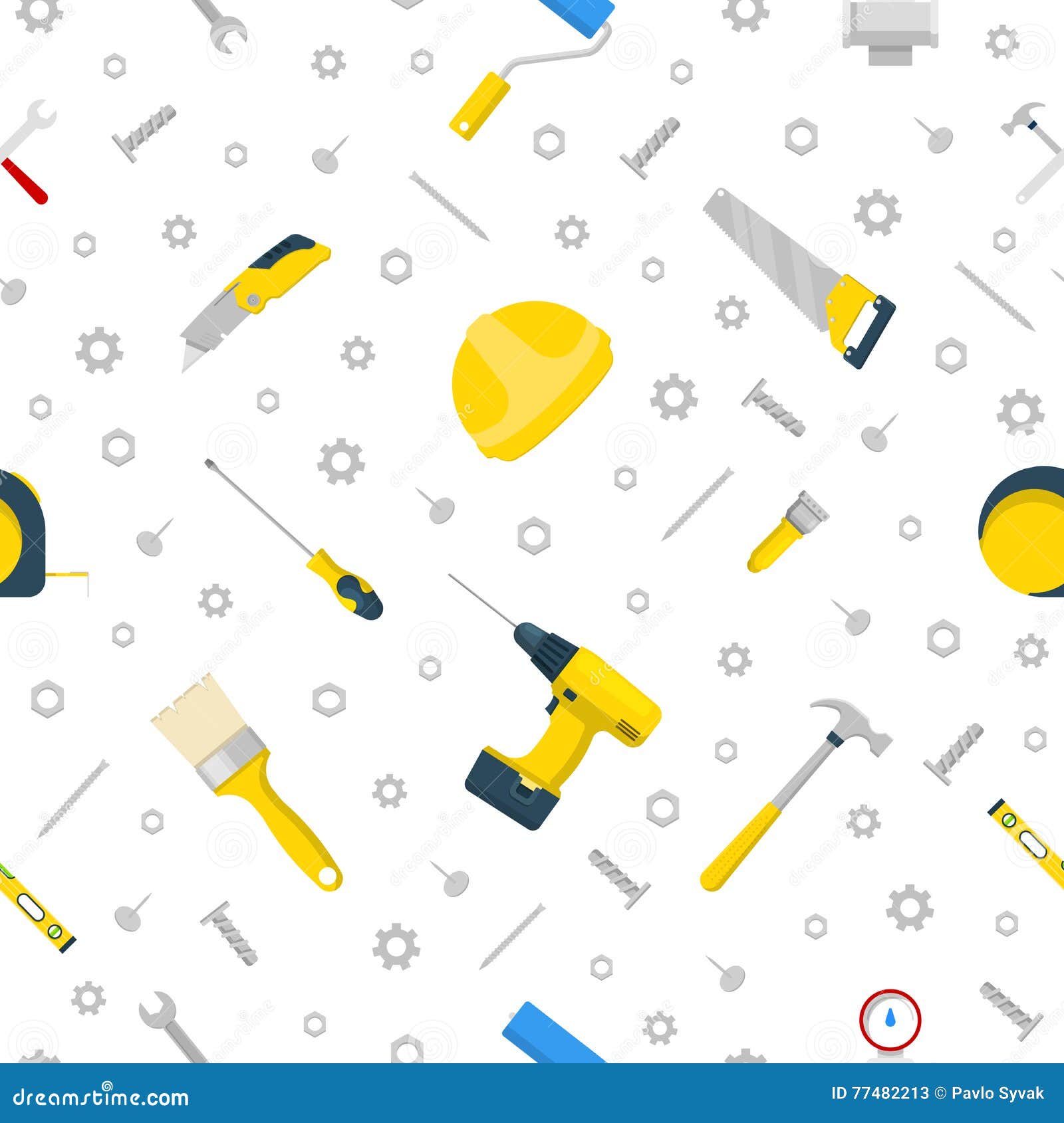 Home Repair and Renovation Tools Seamless Pattern Background Stock ...