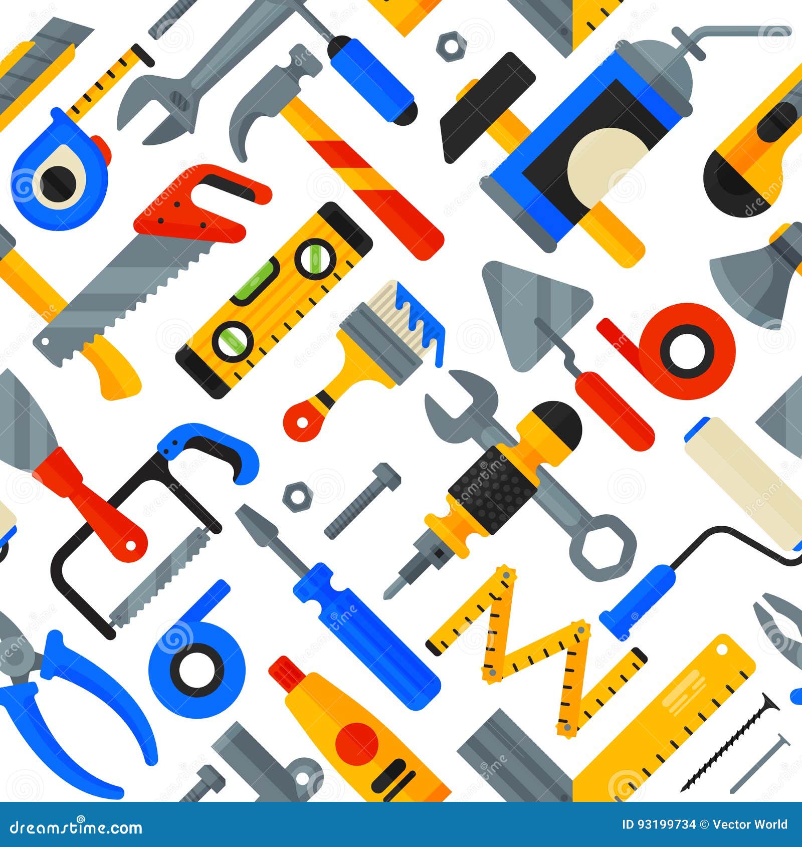 Home Repair Tools Icons Working Construction Equipment Seamless Pattern ...