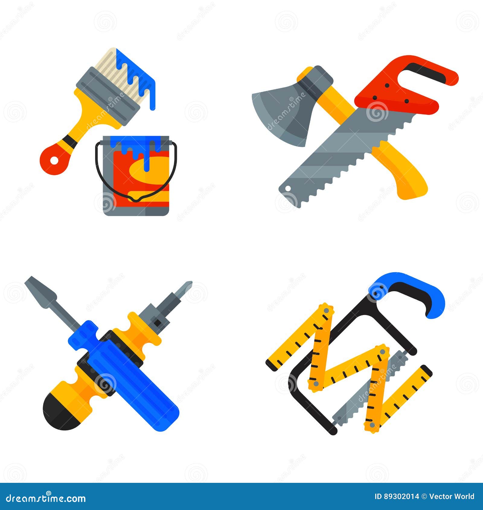 Home Repair Tools Icons Working Construction Equipment Set and Service ...