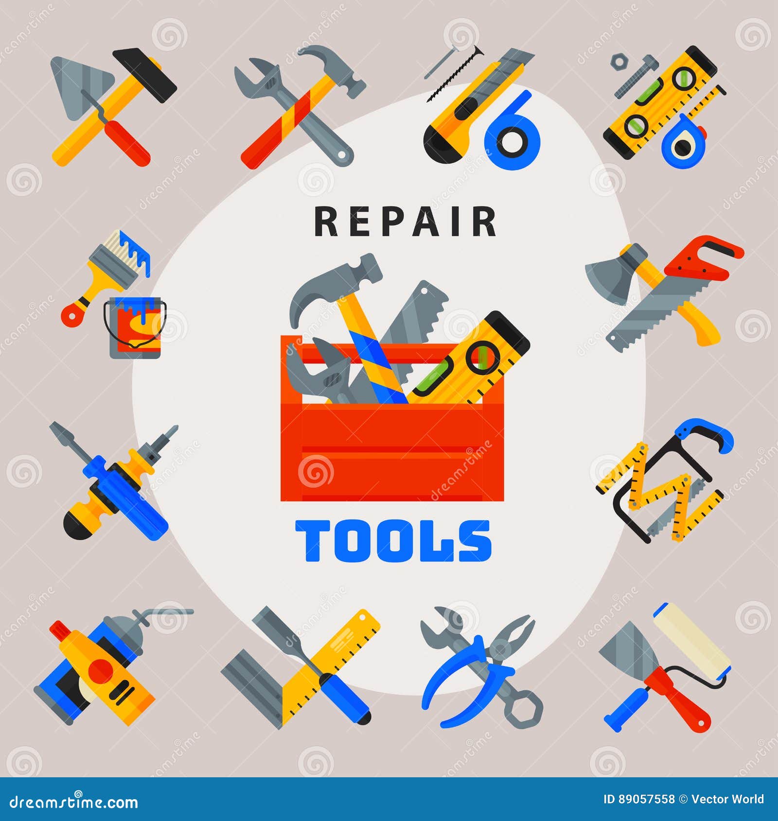 Home Repair Tools Icons Working Construction Equipment Set and Service ...