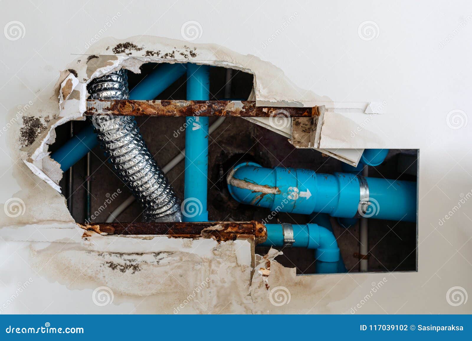 Home Residential Problem, Damage Ceiling in Restroom, Water Leak Out ...