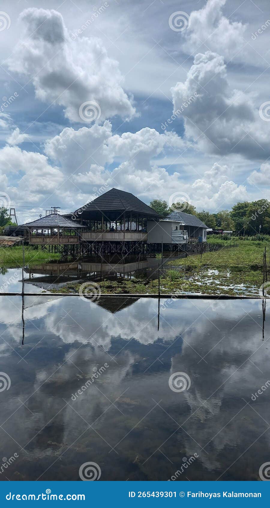 Home on river at Ogan Ilir stock image. Image of screenshot - 265439301