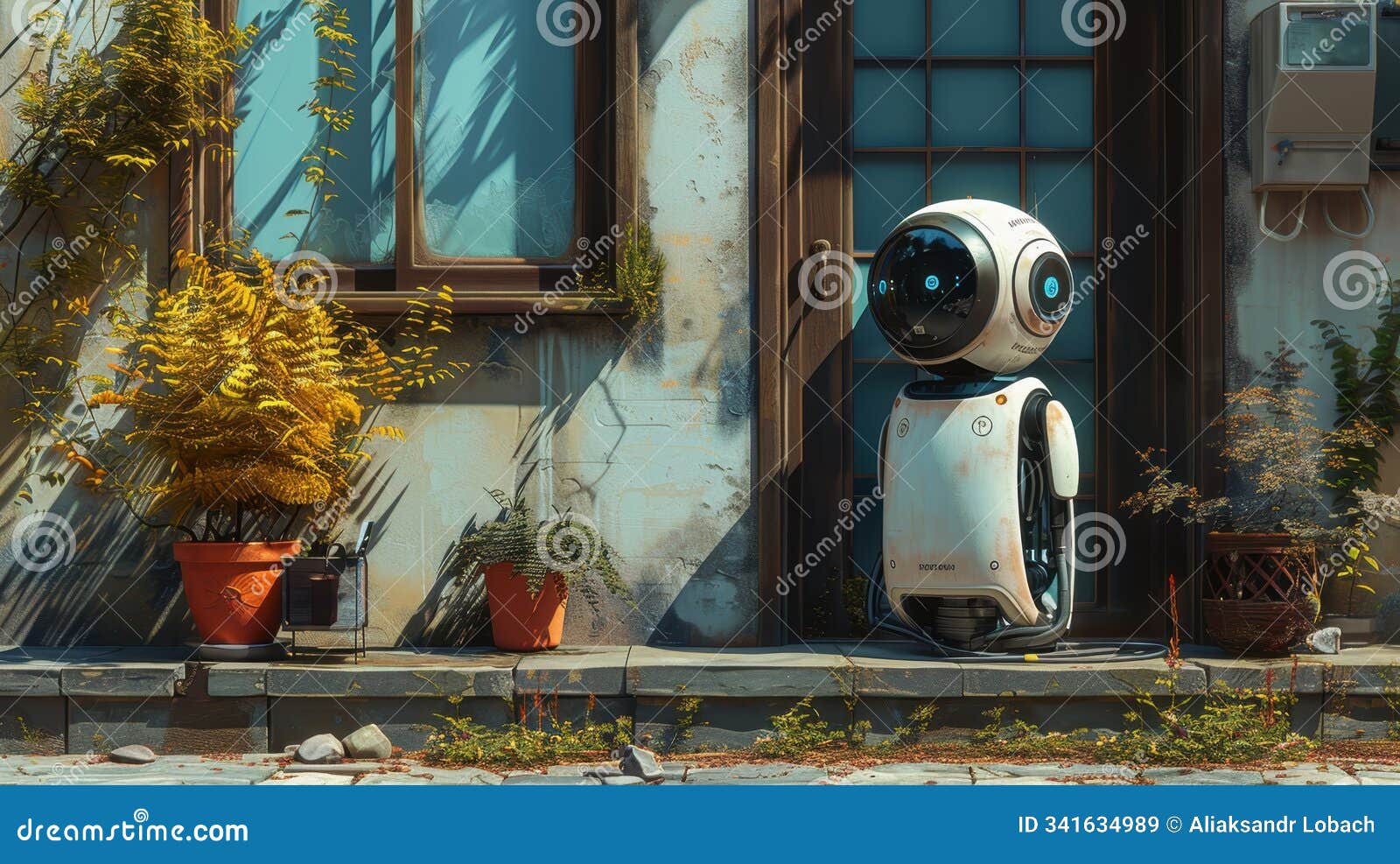 Home Robot Cleaning the Area . Automated Cleaning Concept Stock Image ...