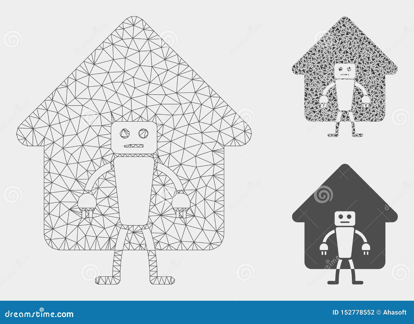 Home Robot Vector Mesh Wire Frame Model and Triangle Mosaic Icon Stock ...