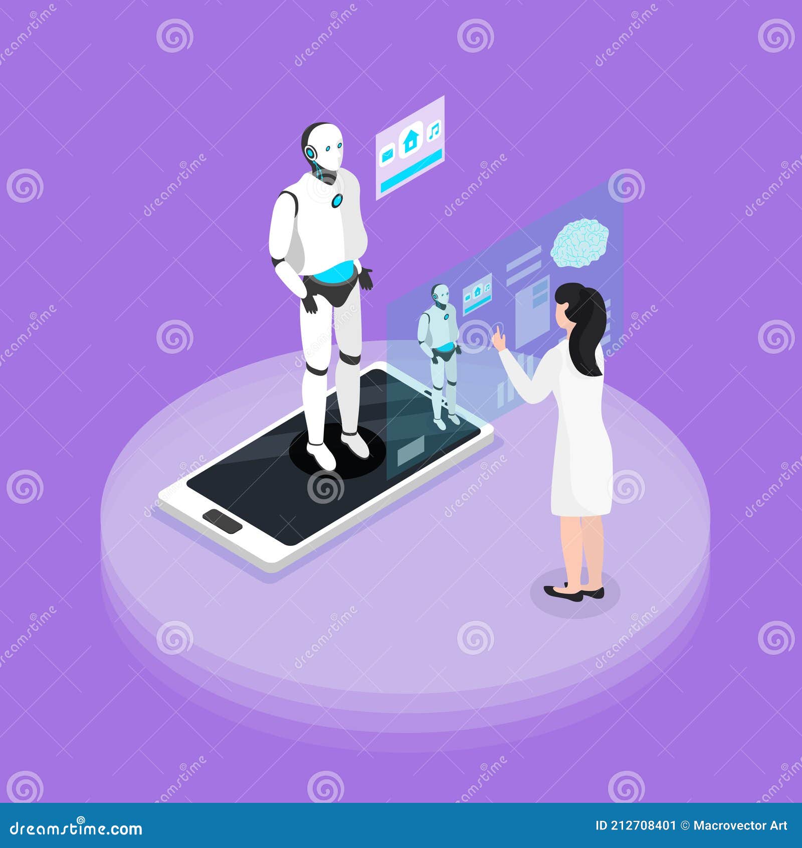 Home Robots Isometric Background Stock Vector - Illustration of ...