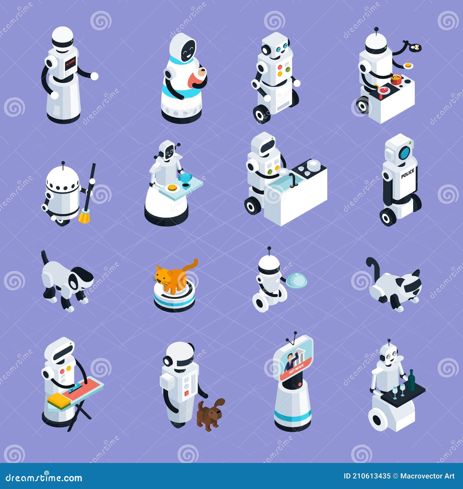 Home Robots Isometric Collection Stock Vector - Illustration of ...