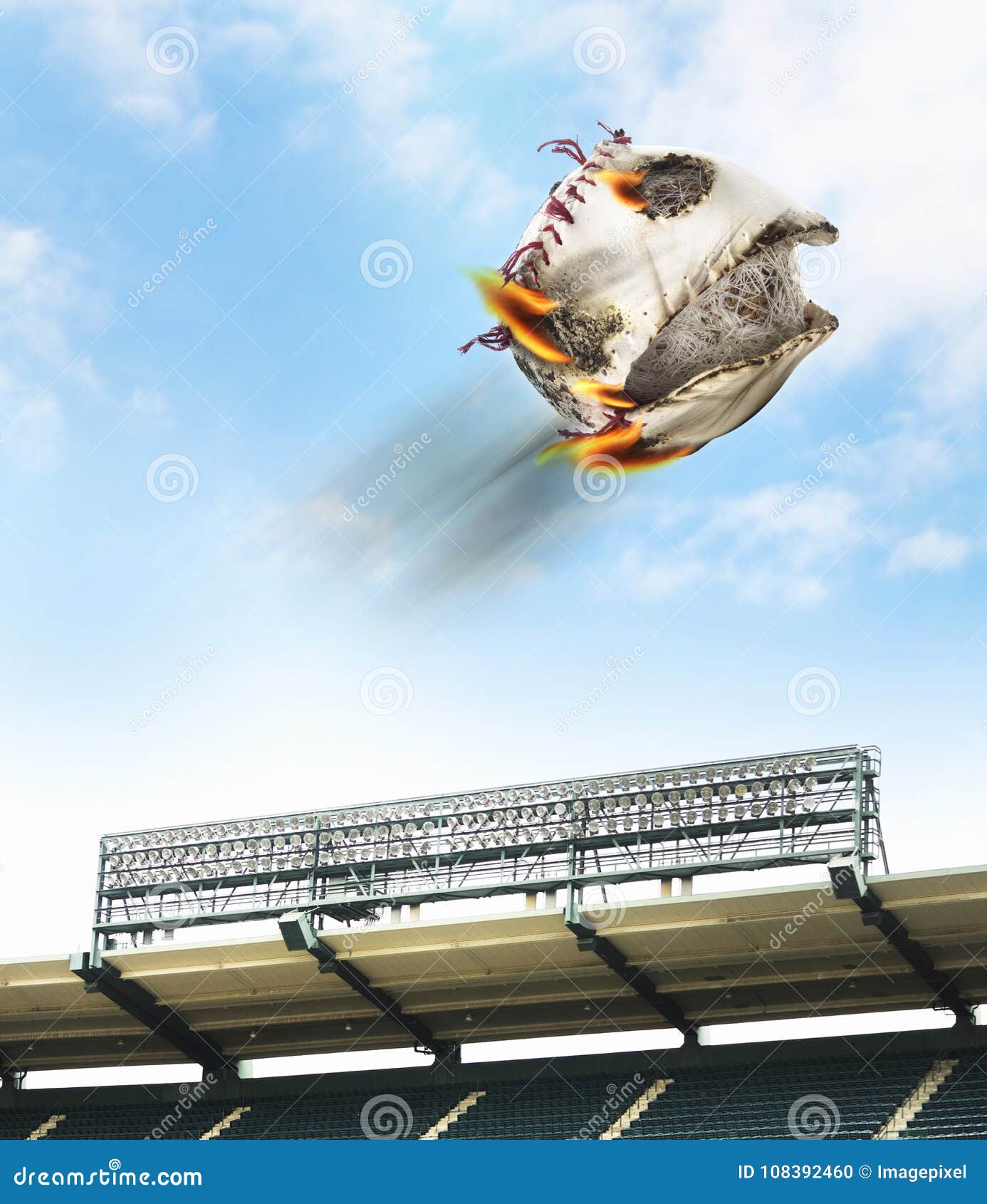 Home Run Fireball Flame stock photo. Image of peeling - 108392460