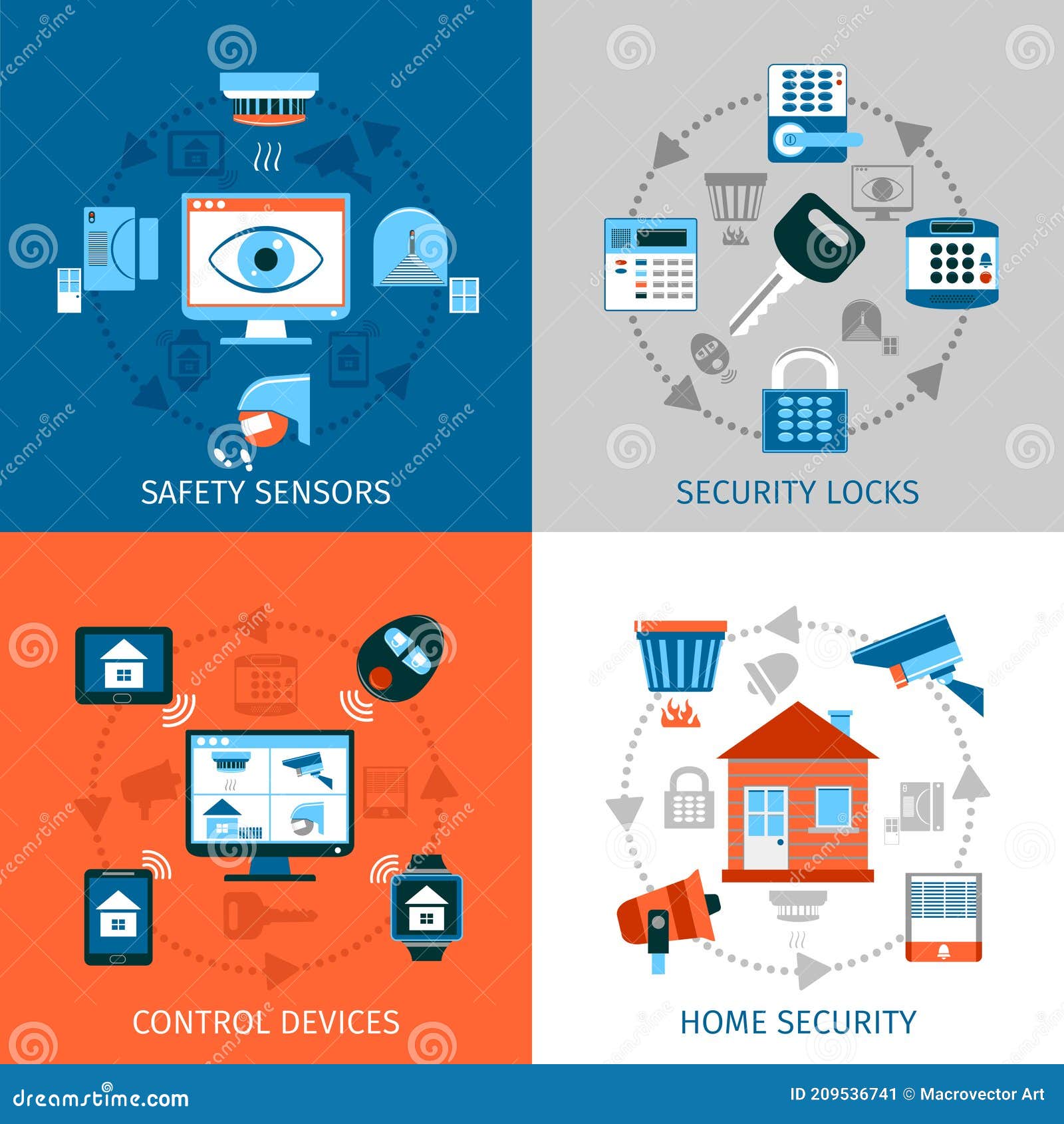 Home Safety Concept Icons Set Stock Vector - Illustration of abstract ...