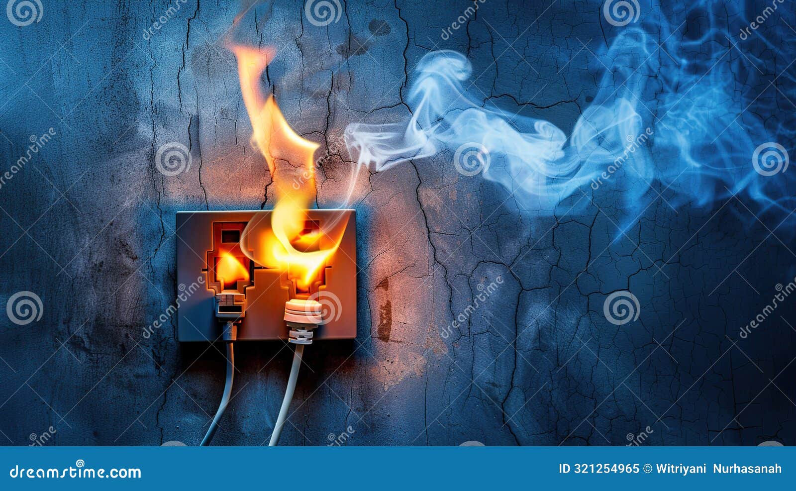 Home Safety Threat, Electric Plug with Fire and Smoke. Generative Ai ...