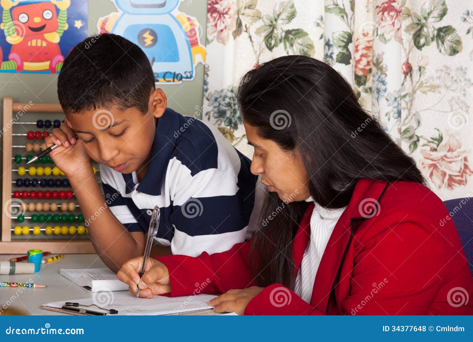 Home School Teacher with Young Student Stock Photo - Image of teacher ...