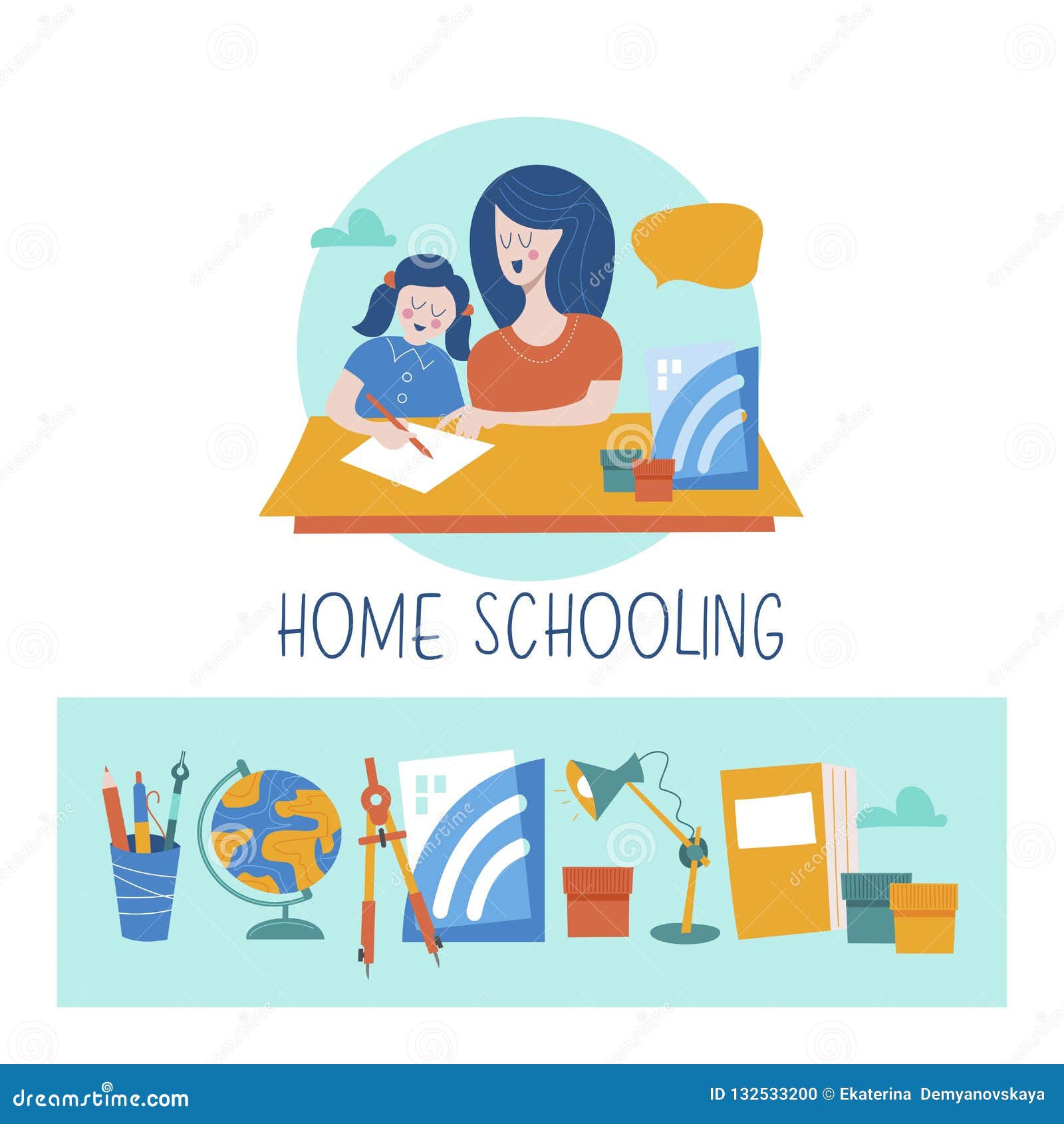 Home Schooling. the Concept of Getting a Good Education at Home. Vector ...