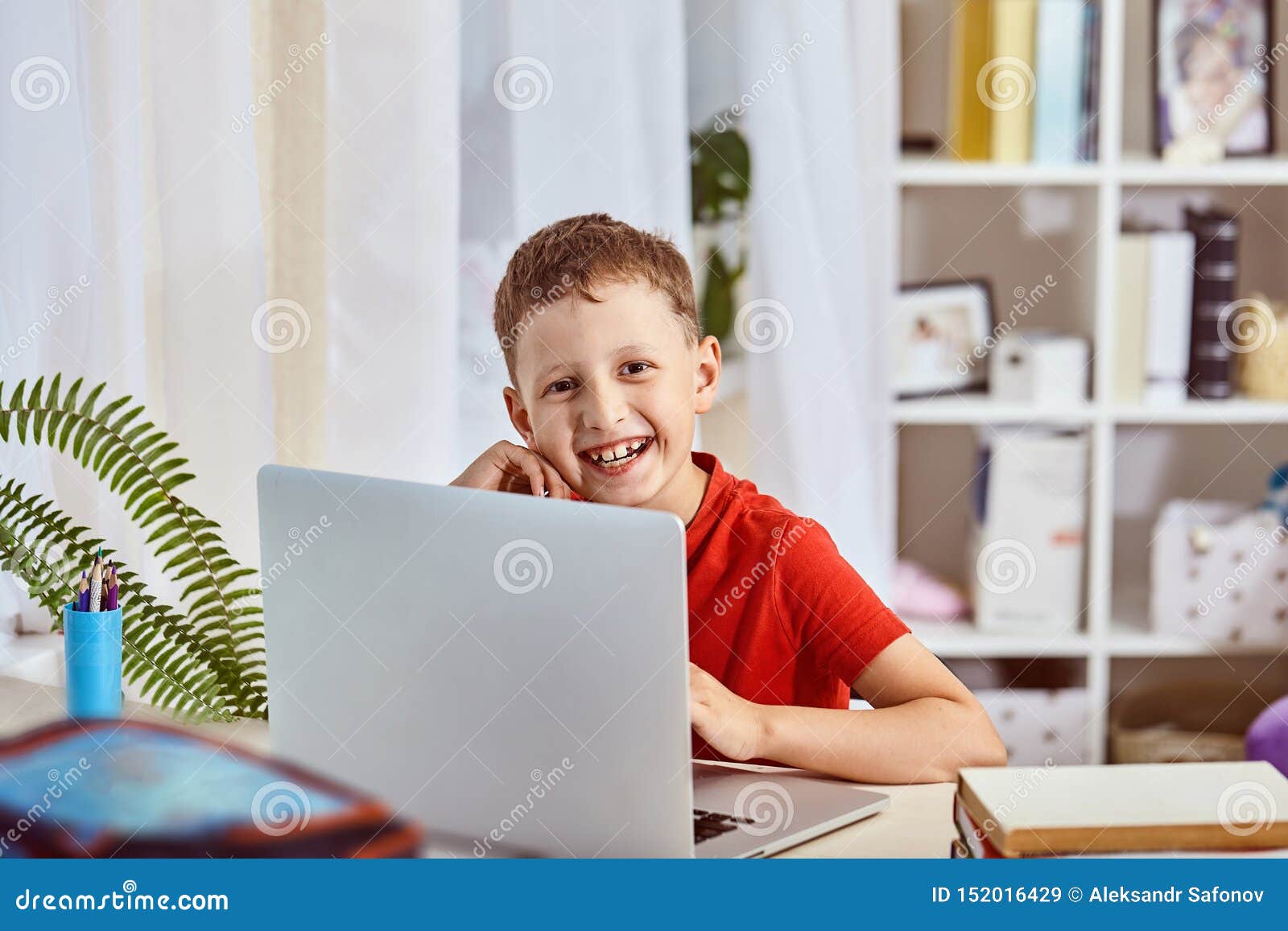 Home Schooling, Search and Study, New Knowledge.happy Child at the ...