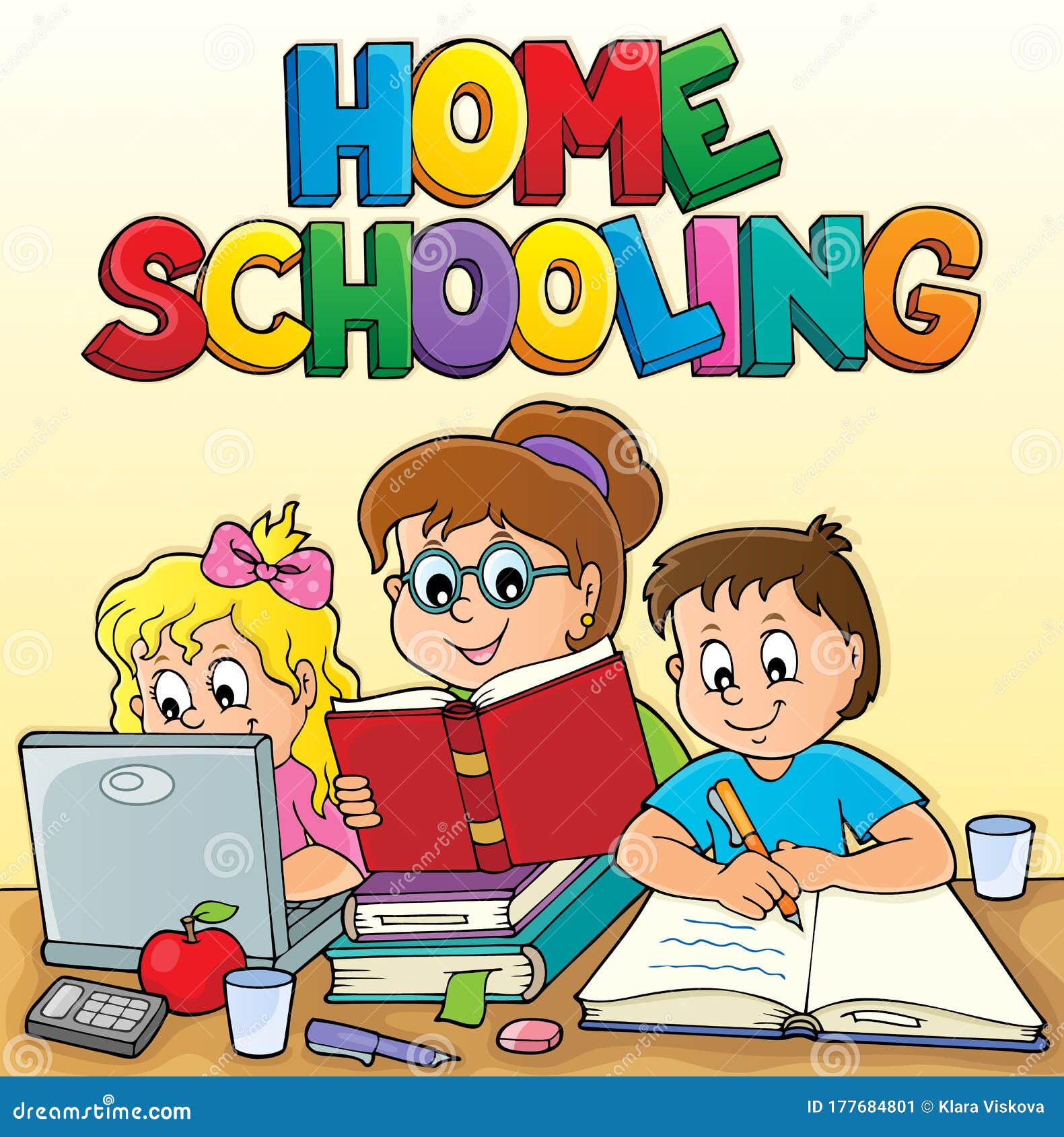 Home Schooling Theme Image 2 Cartoon Vector | CartoonDealer.com #177684801