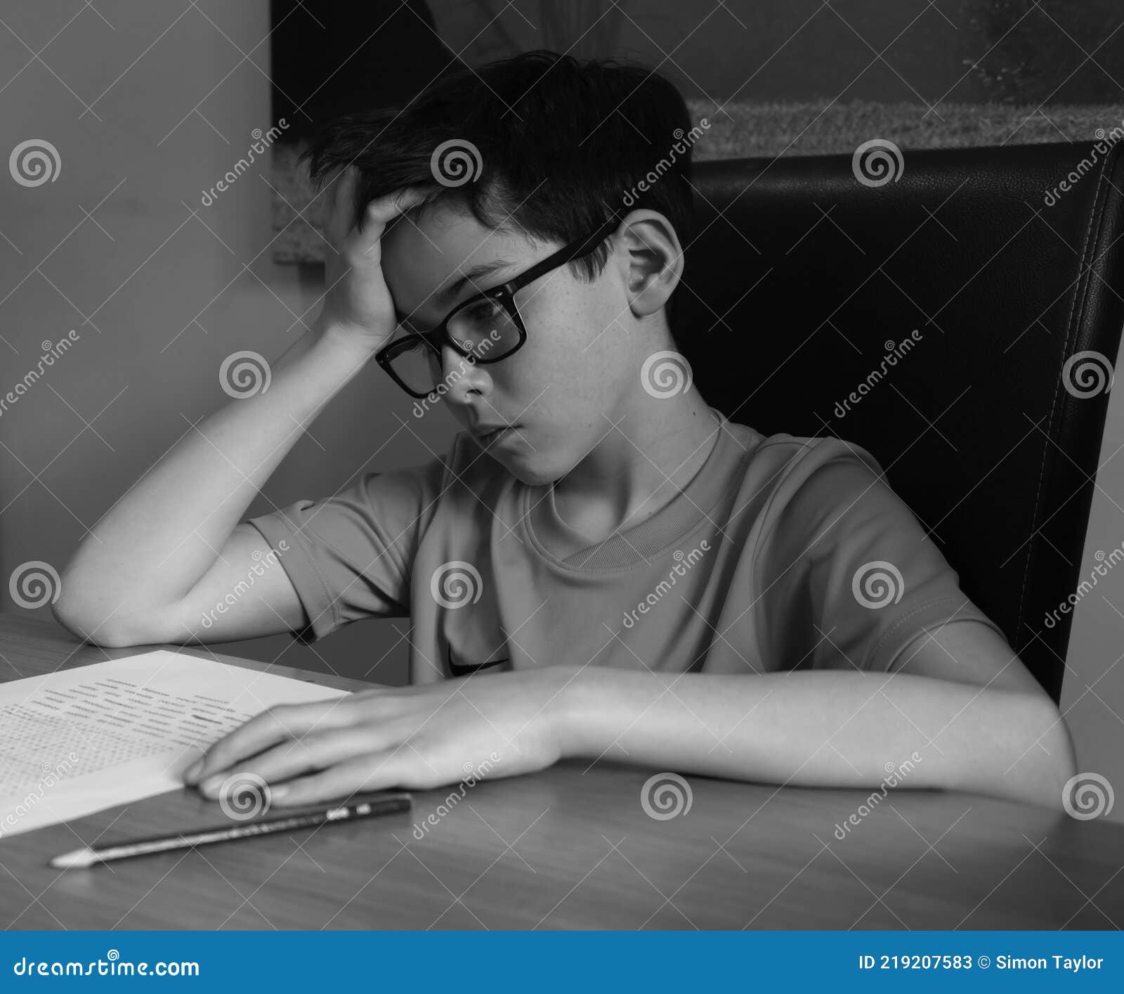 Home Schooling, a Young Kid Looking Stressed Stock Image - Image of ...