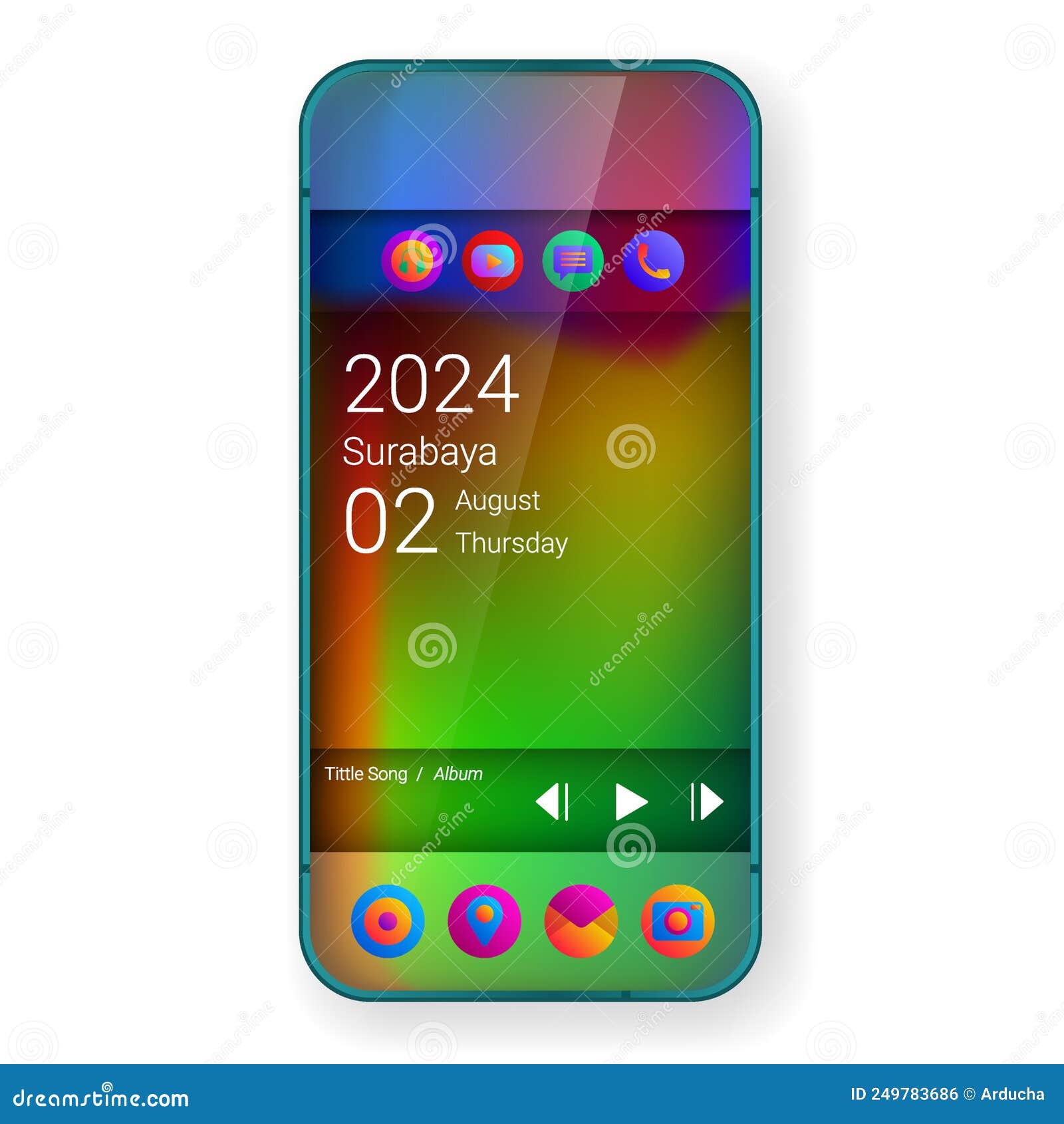 Home Screen Layout Mobile App Ui Rainbow Icon Widget Stock Vector ...