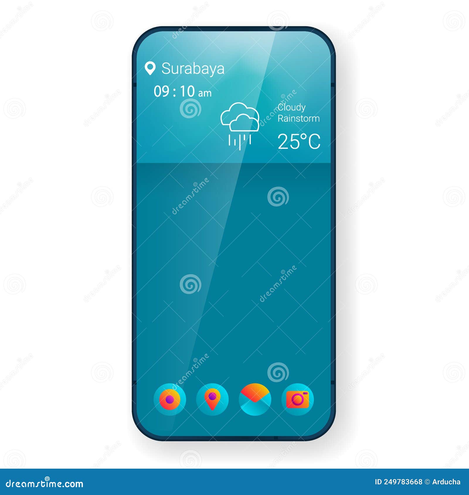 Home Screen Layout Mobile App User Interface Yellow Stock Vector ...