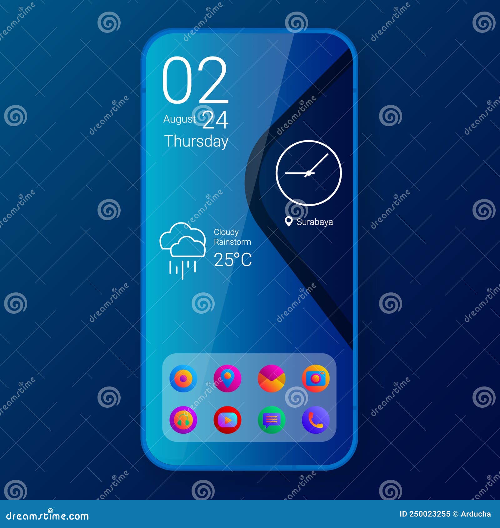 Home Screen Ui Design Custom Modifications Multicolor Wave Stock Vector ...