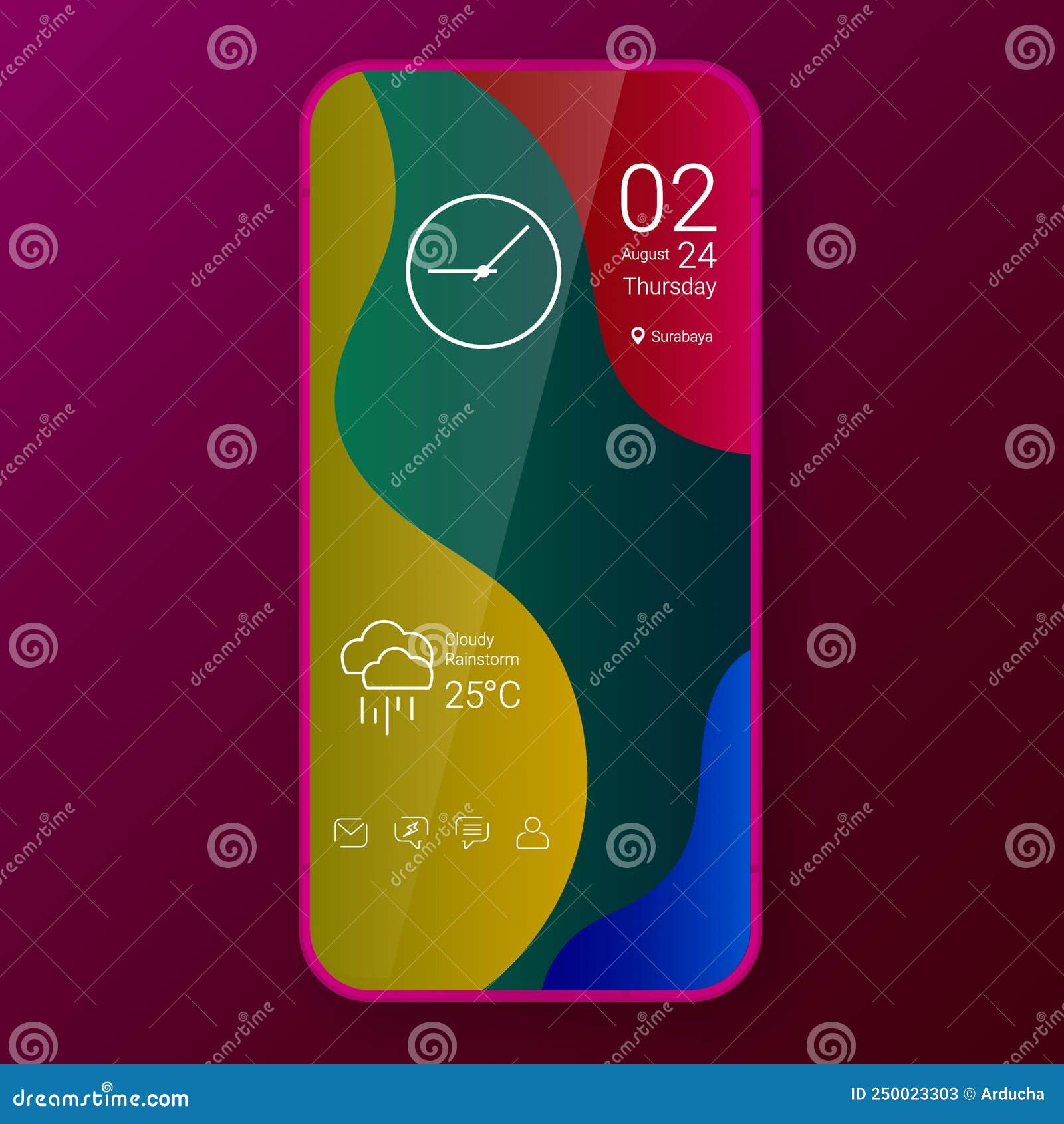Home Screen Ui Design Custom Modifications Multicolor Wave Stock Vector ...