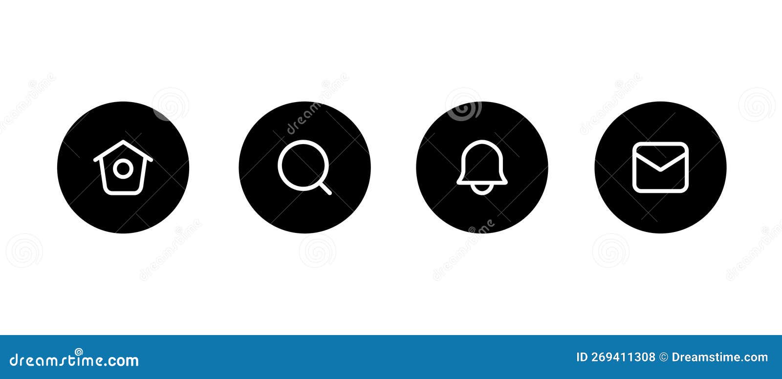 Home, Search, Notification, and Message Icon Set. Social Media Twitter ...
