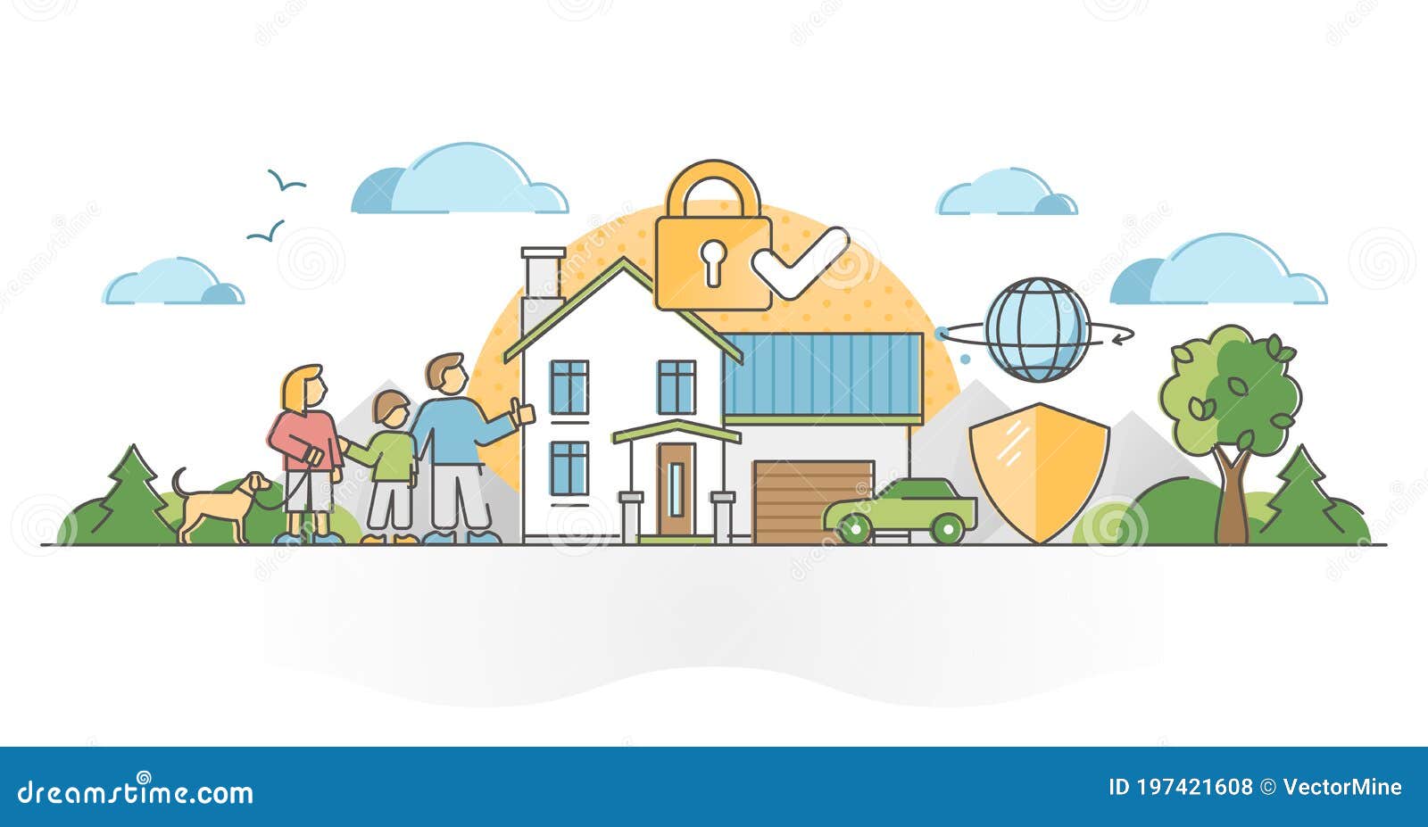 Home Security As House Safety and Protection Alarm System Outline ...