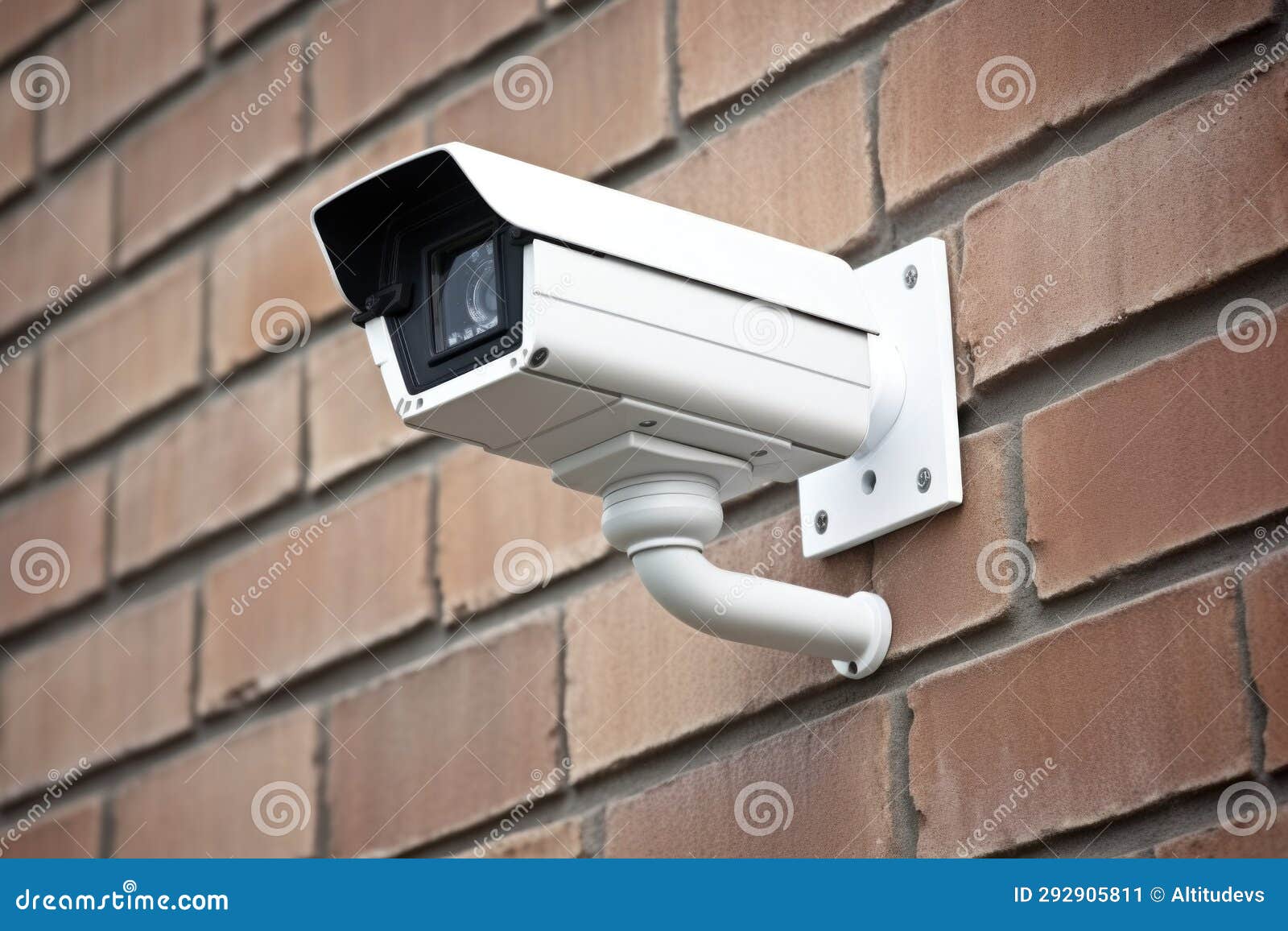 A Home Security Camera Mounted on a Brick Wall Stock Image - Image of ...