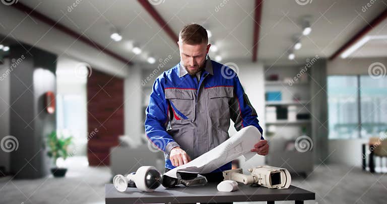 Home Security CCTV Camera Plan Project Stock Photo - Image of room ...