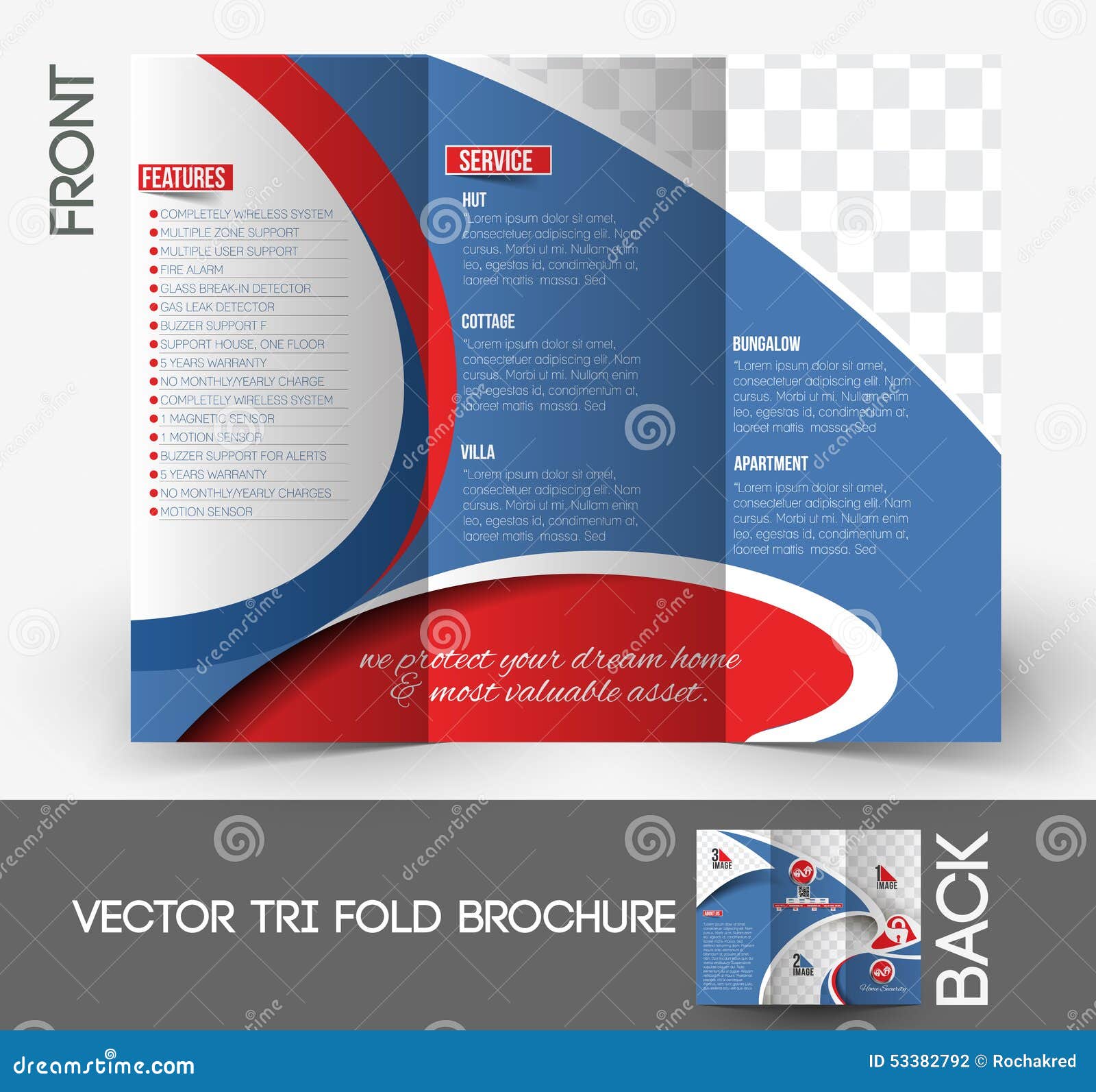 Home Security Center Tri-Fold Brochure Stock Illustration ...