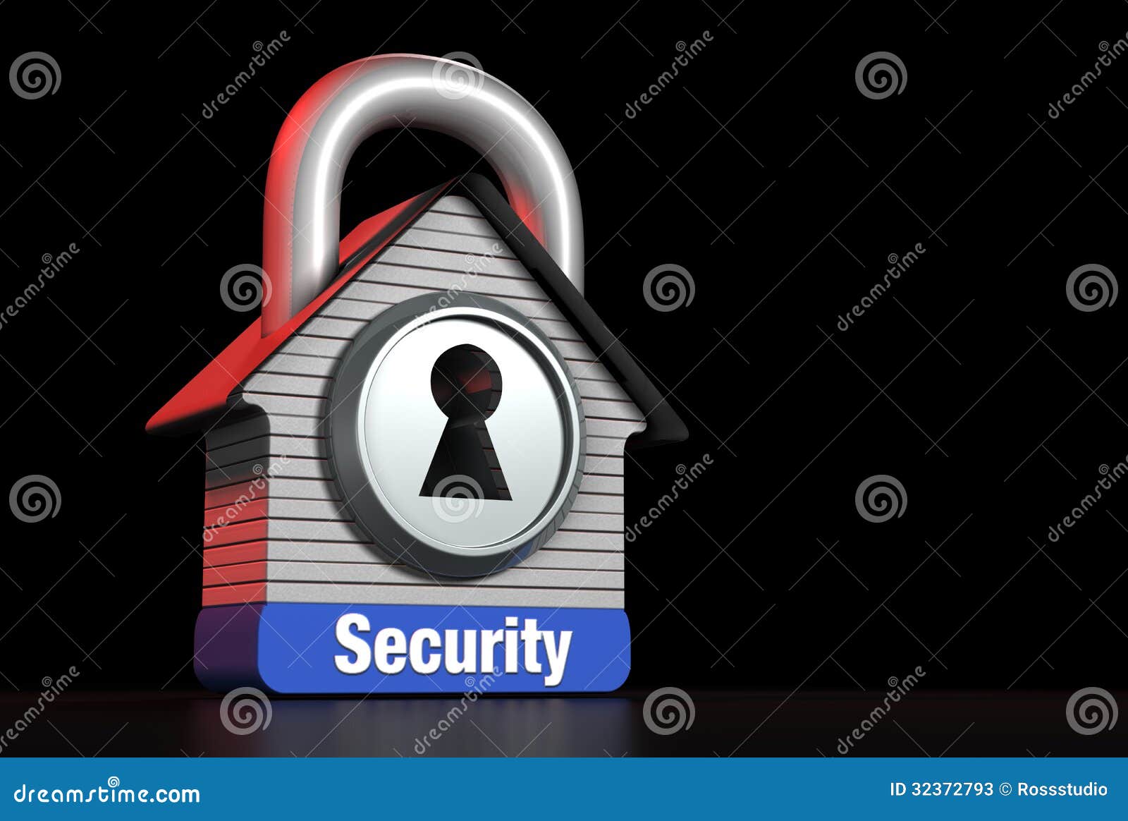 Home Security Concept House Lock for Right Text Stock Illustration ...
