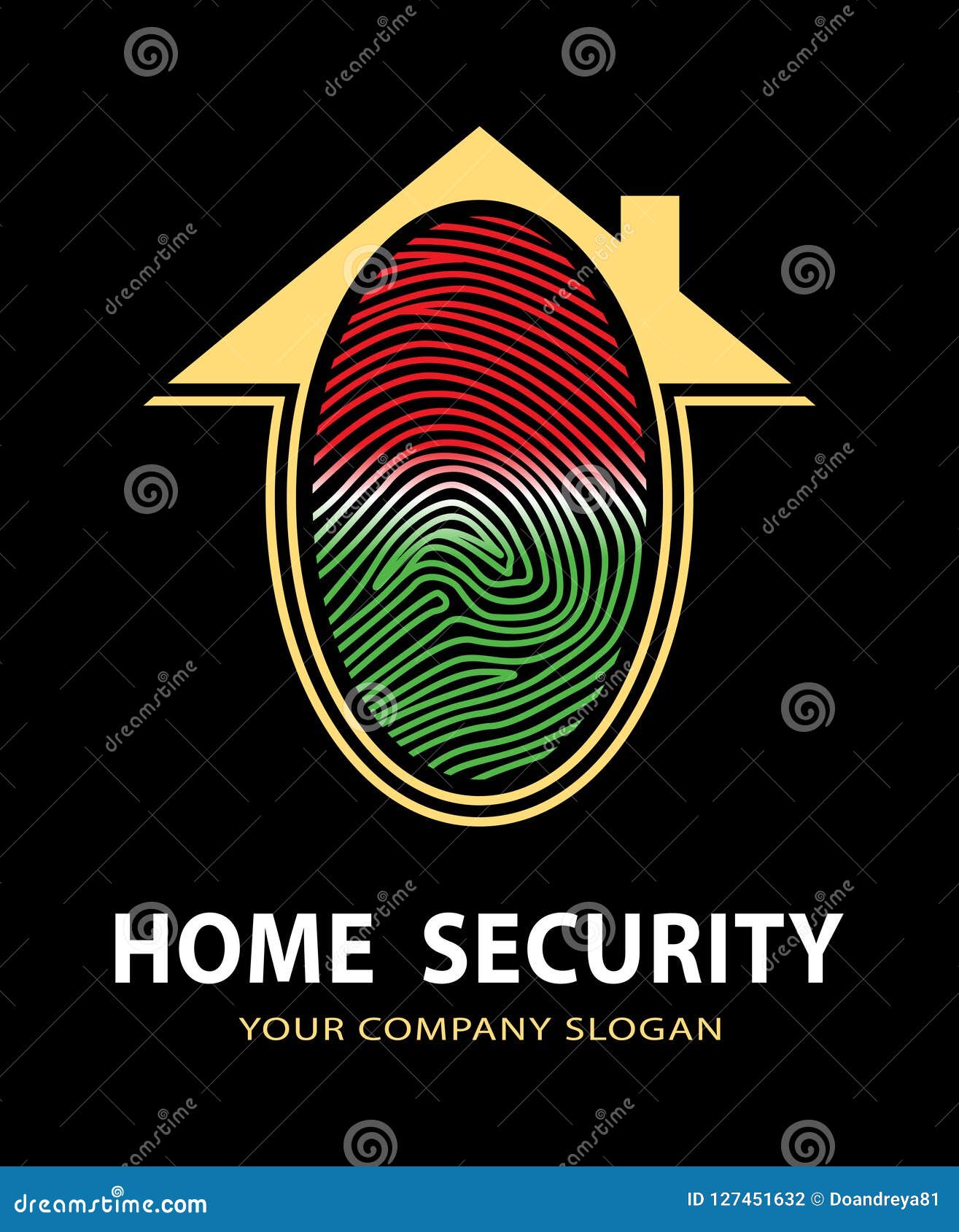 Home Security Fingerprint Logo. Vector Illustration. Stock Vector ...