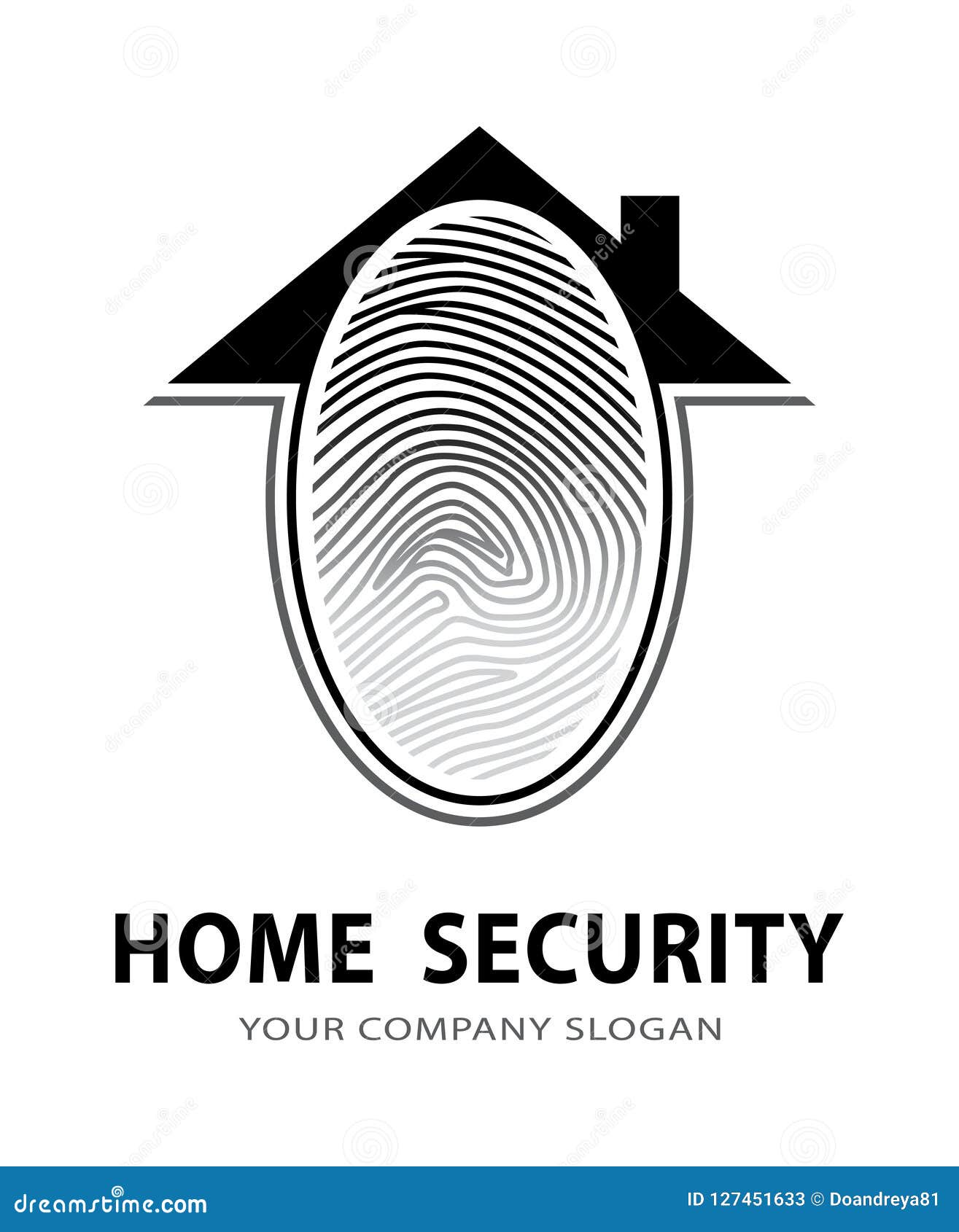 Home Security Fingerprint Logo. Vector Illustration. Stock Vector ...