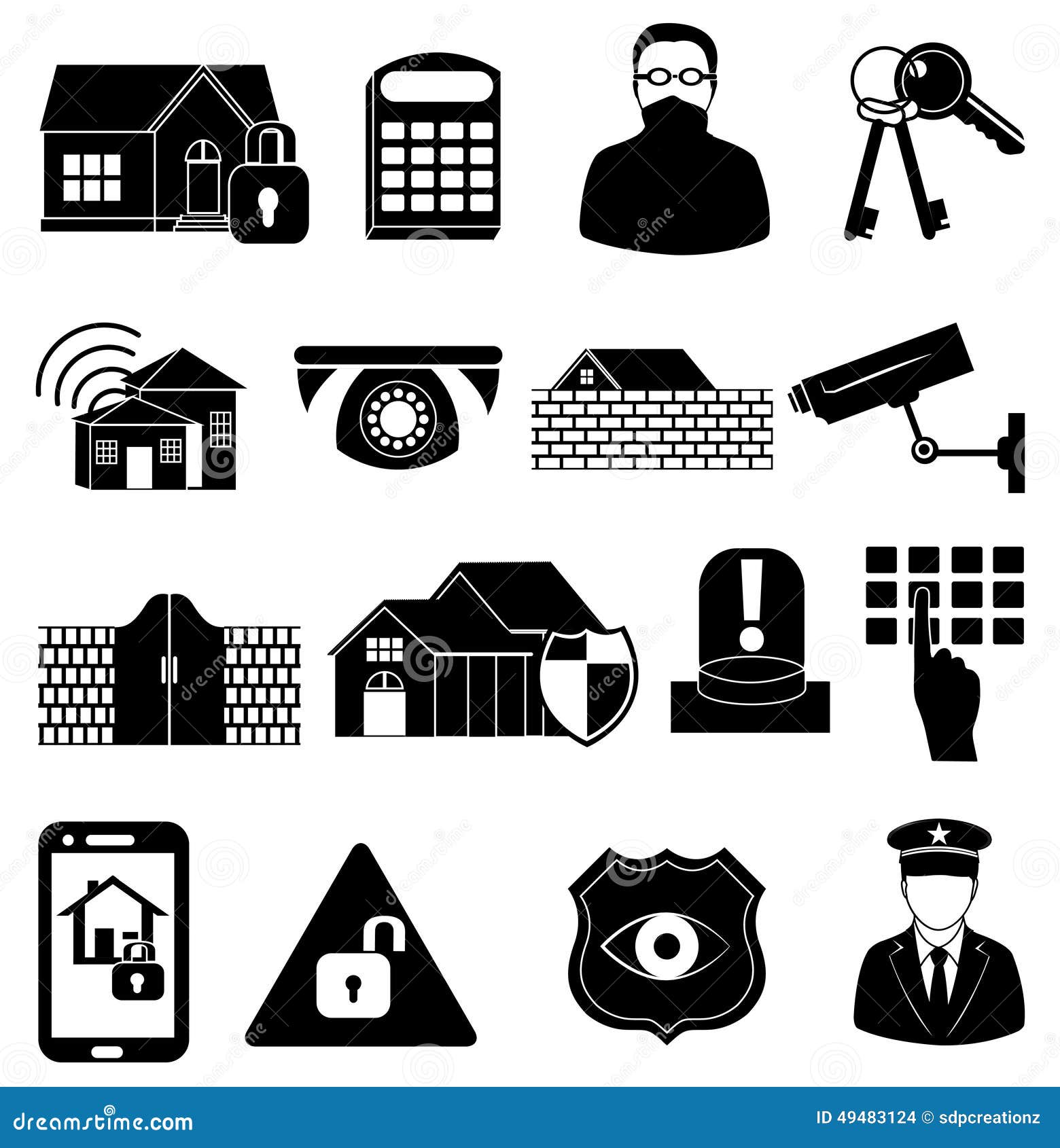 Home security icons set stock vector. Illustration of icon - 49483124