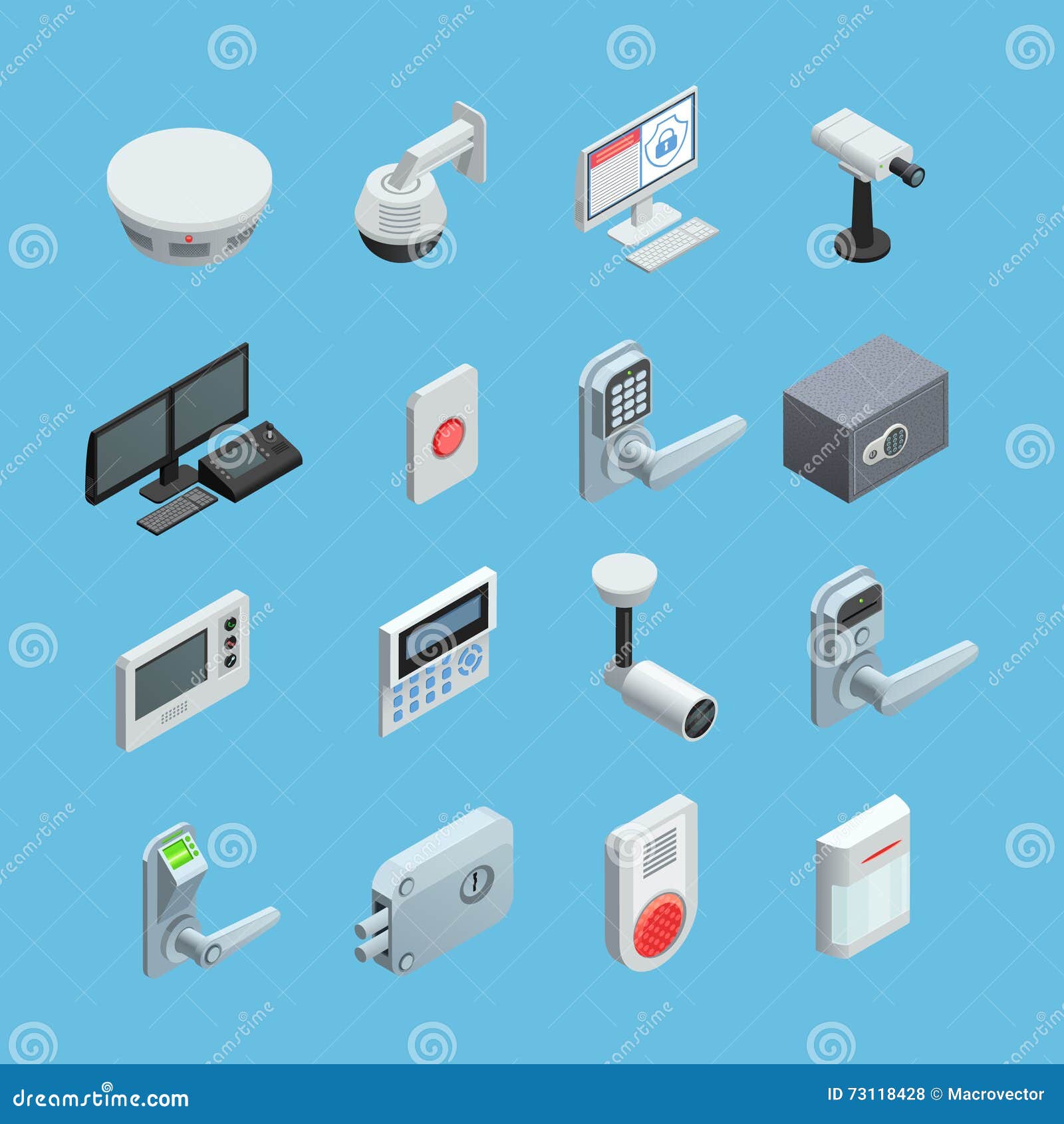 Home Security Isometric Icons Set Stock Vector - Illustration of icons ...