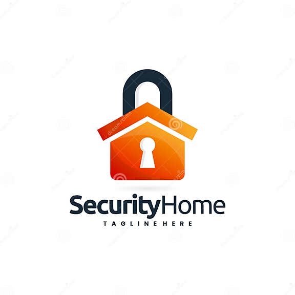 Home Security with Padlock Security Combination Concept Logo Design ...