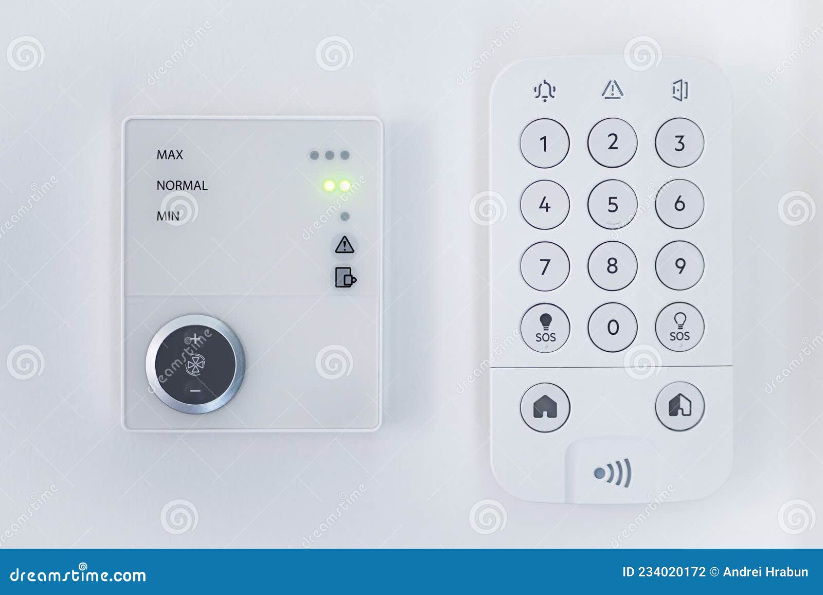 Home Security Panel Keypad and Air Conditioning Panel Stock Photo ...