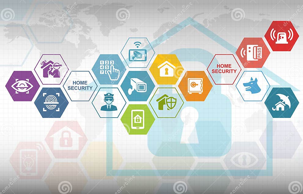 Home Security Protection Background Stock Illustration - Illustration ...