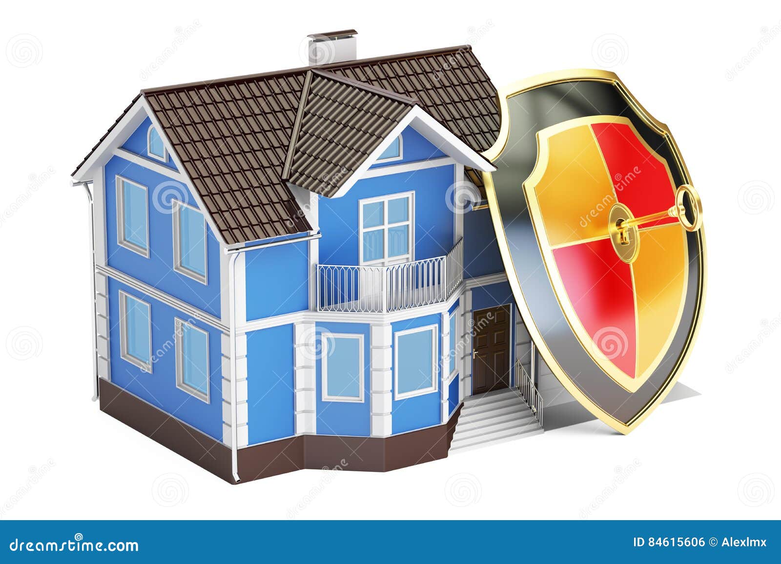 Home Security and Protection Concept, House with Shield. Stock ...