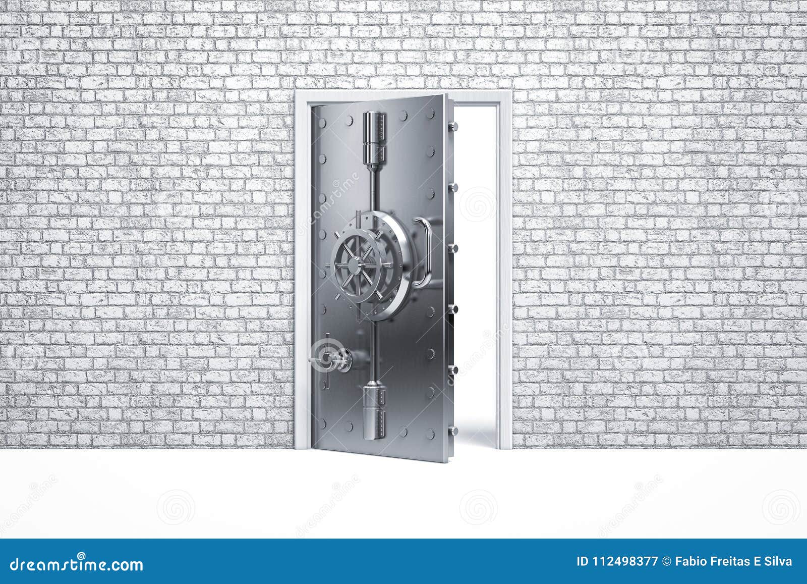 Home Security Safe Door on Brick Wall Stock Illustration - Illustration ...