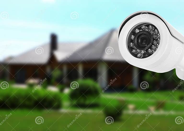 Home Security. House Under CCTV Camera Surveillance Stock Photo - Image ...