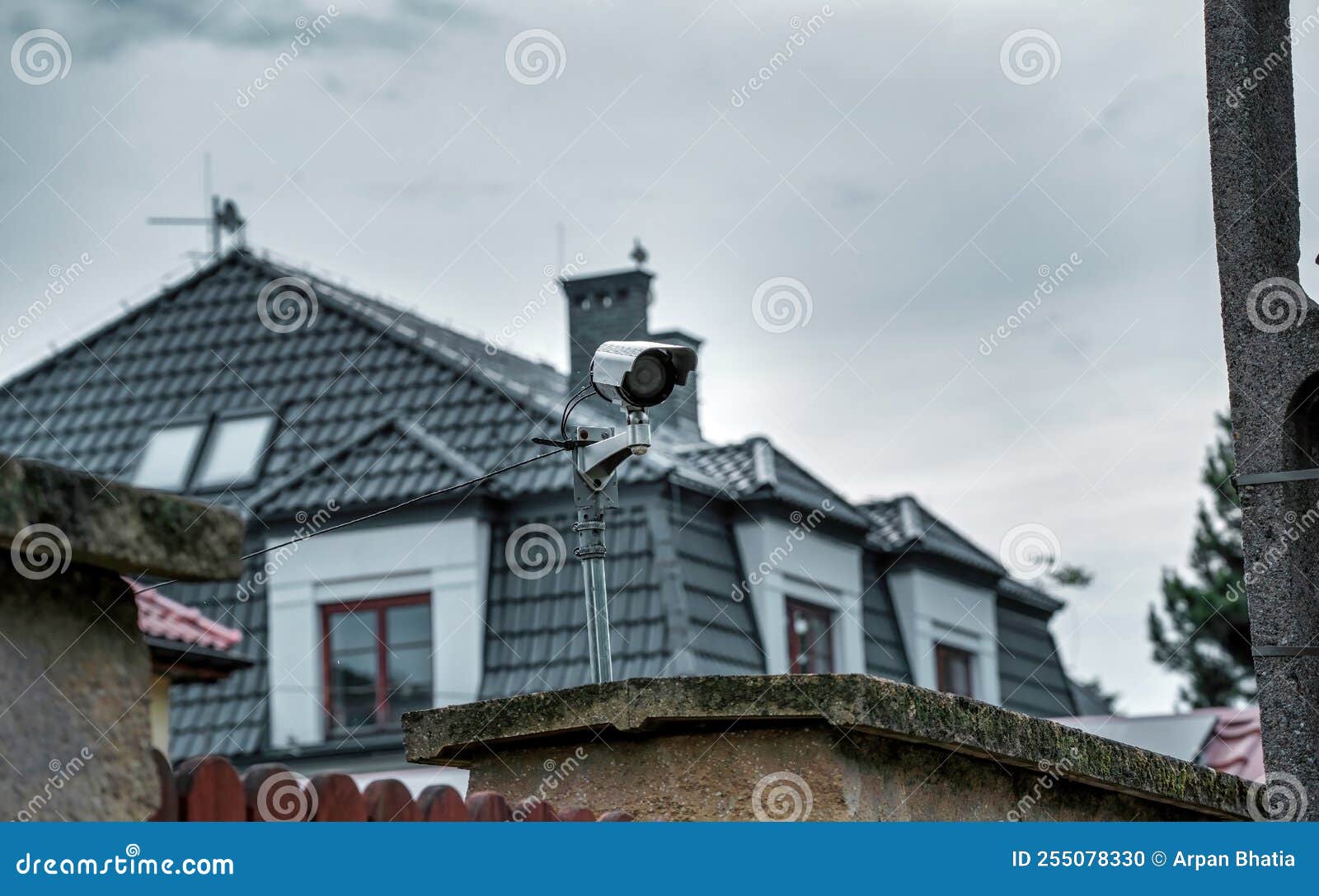 Home Security System. House Under CCTV Camera Surveillance Stock Photo ...