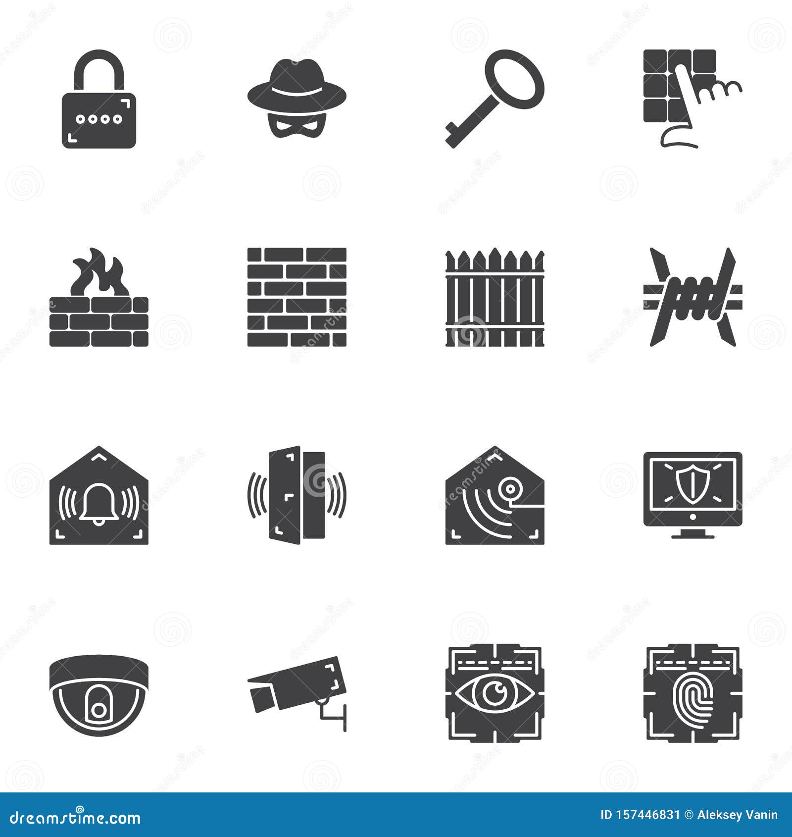 Home Security System Vector Icons Set Stock Vector - Illustration of ...