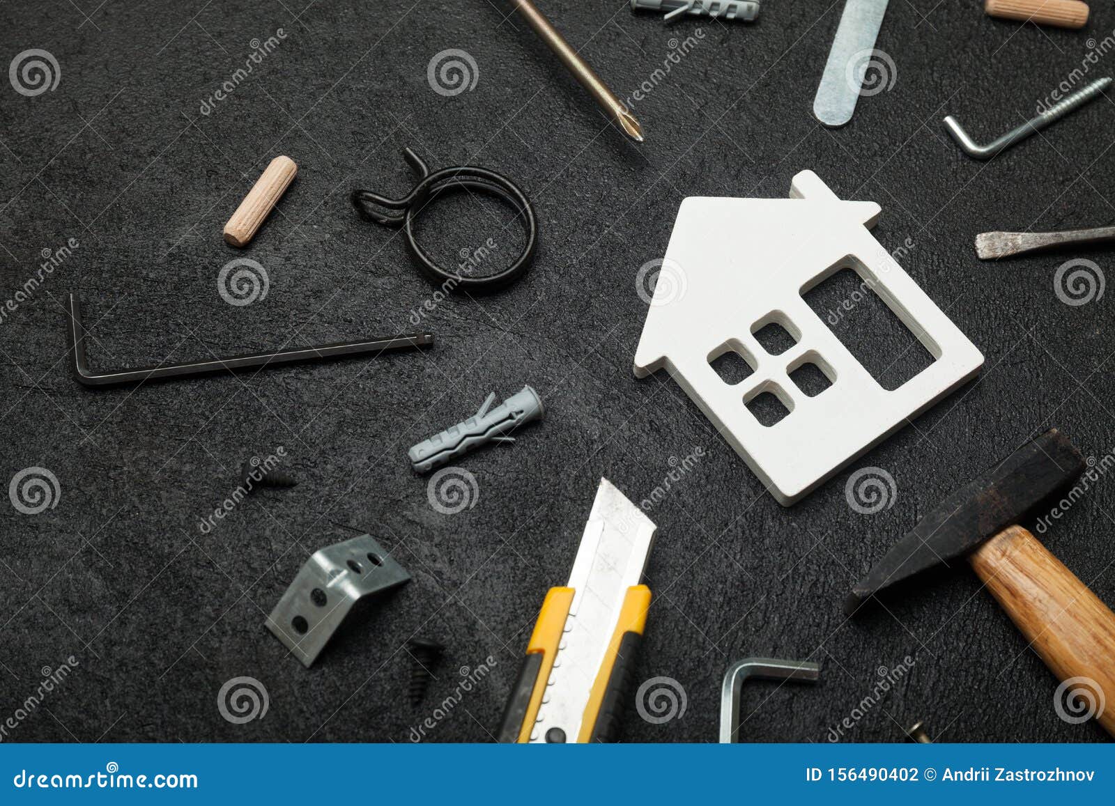 Home Service, Repair Construction. Fix House Background Stock Photo ...