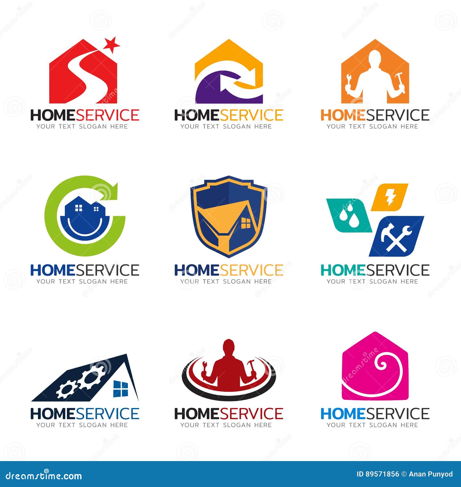 Home Service and Repairs Logo Vector Set Design Stock Vector ...