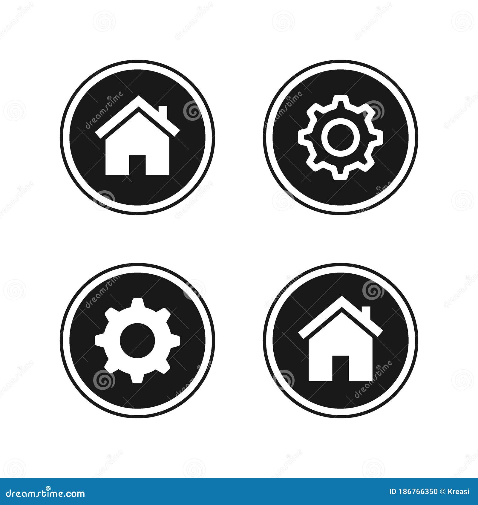 Home and Setting Icon Set. Web Icons Symbol Vector Stock Vector ...