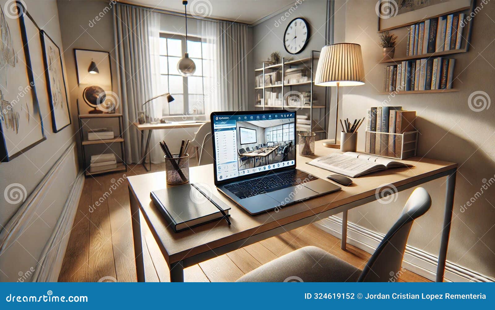 Home Setup for Online Education with Modern Organized Study Space Stock ...